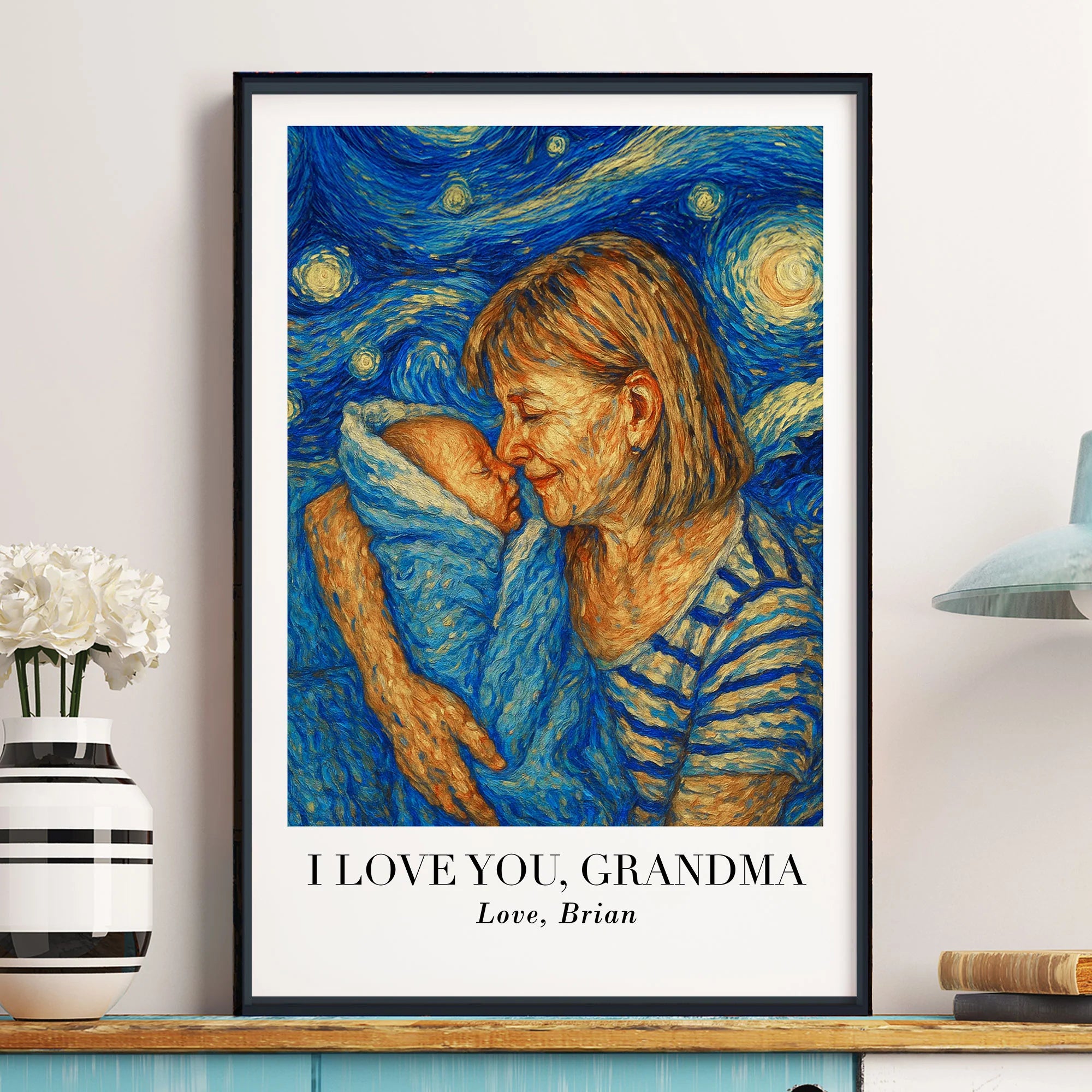 First Time Grandma Grandpa Van Gogh Art - Personalized Photo Poster ...