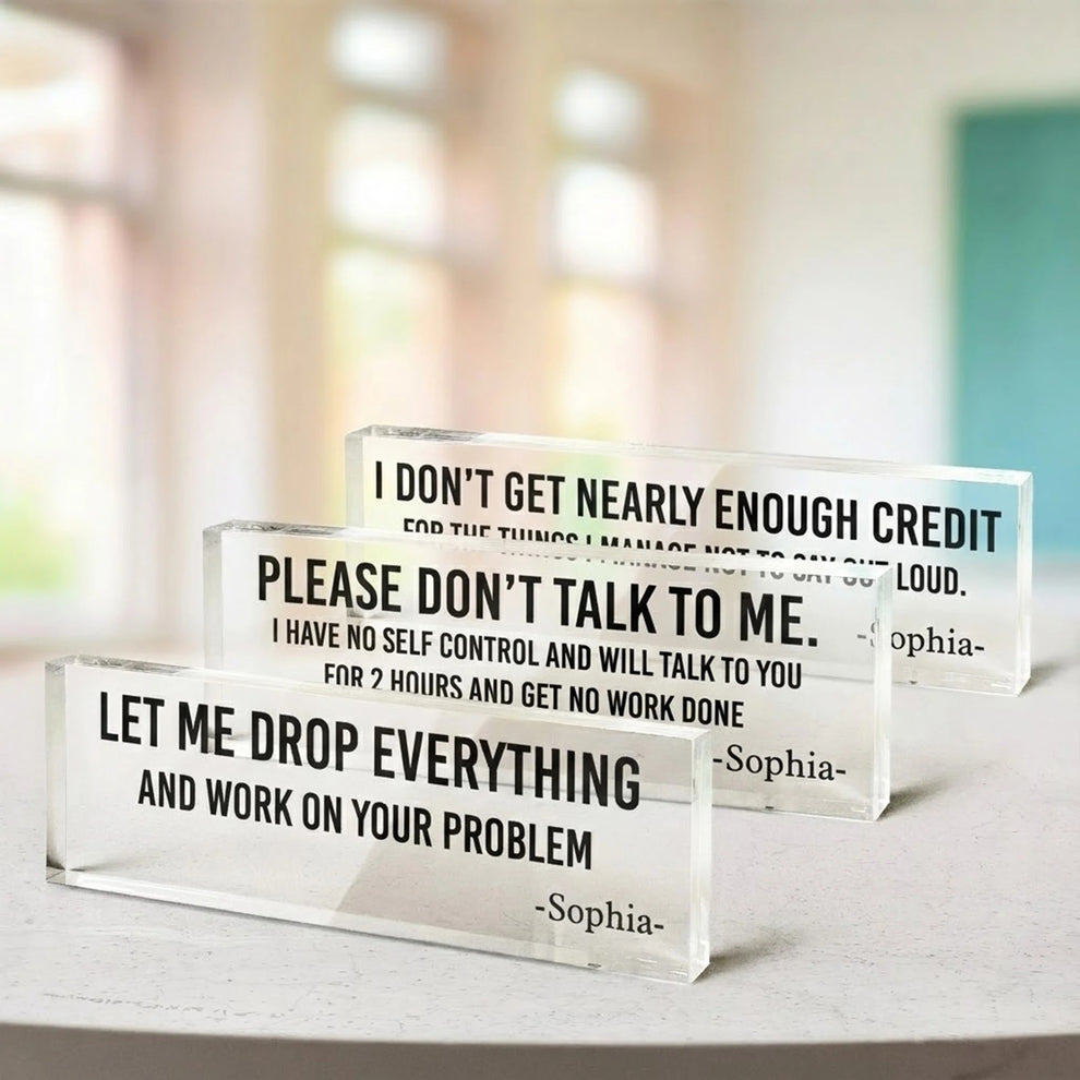 Funny Office Sign Desk Plate Gift For Coworker, Exchange Gift, White E ...